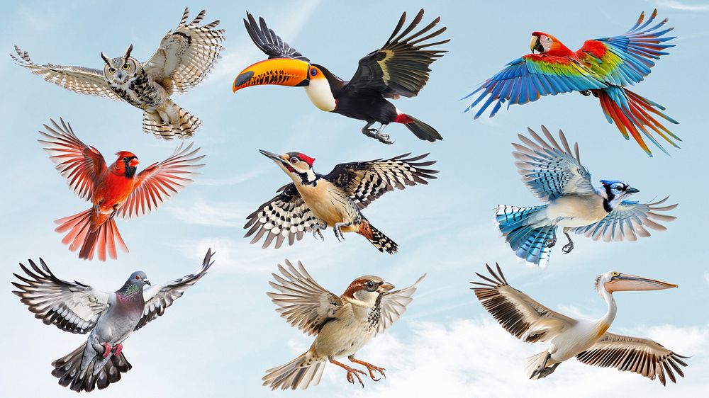 Flying bird design element set | Free Photo - rawpixel