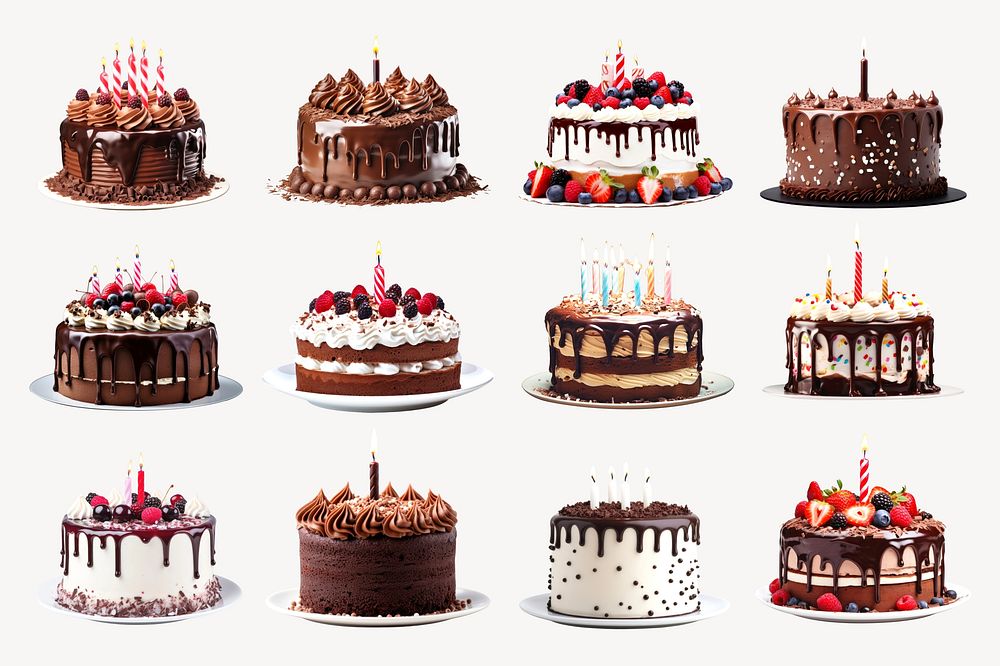 Chocolate birthday cake element set | Free Photo - rawpixel