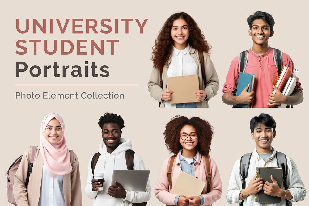 Diverse university student element set | Free Photo - rawpixel