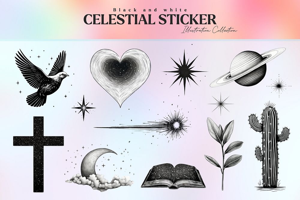 Celestial sticker element set | Free Photo - rawpixel