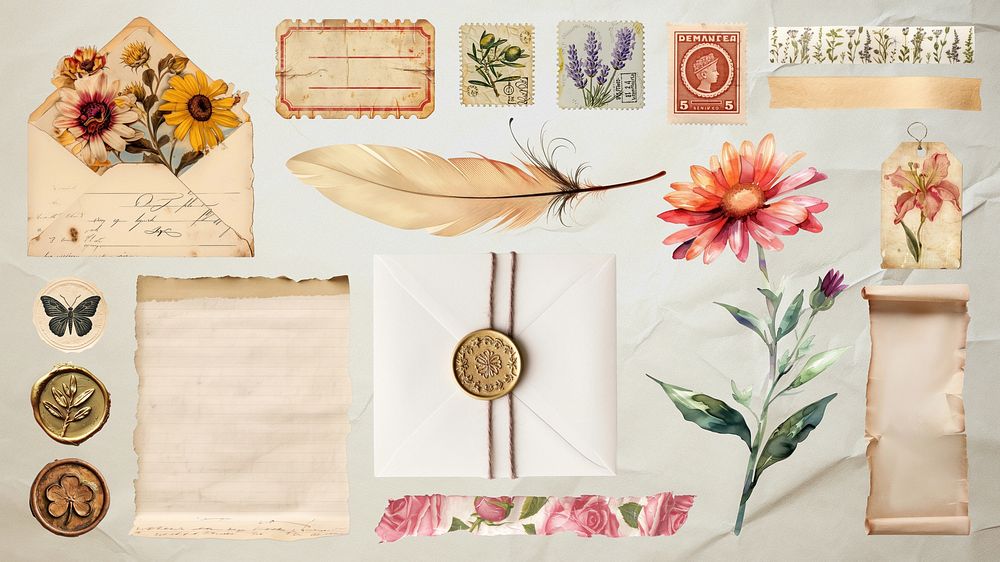 Vintage paper collage element set | Free Photo - rawpixel