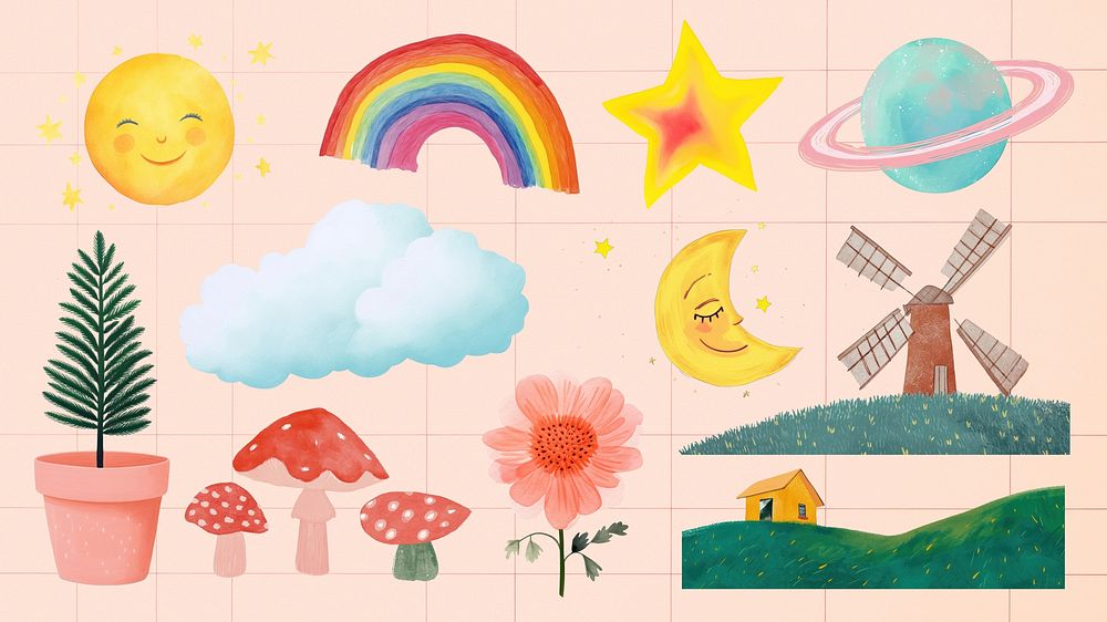 Cute nature sticker illustration element | Free Photo - rawpixel