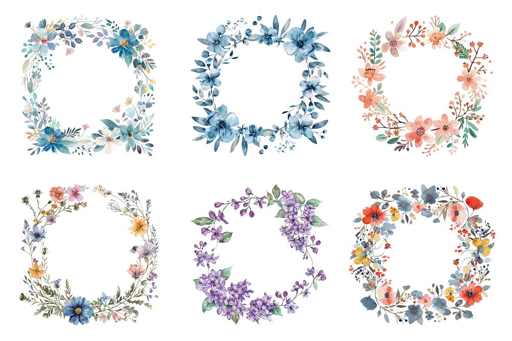 Watercolor flower frame element set | Free Photo - rawpixel