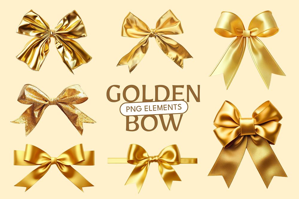 Gold ribbon bow element set | Free Photo - rawpixel