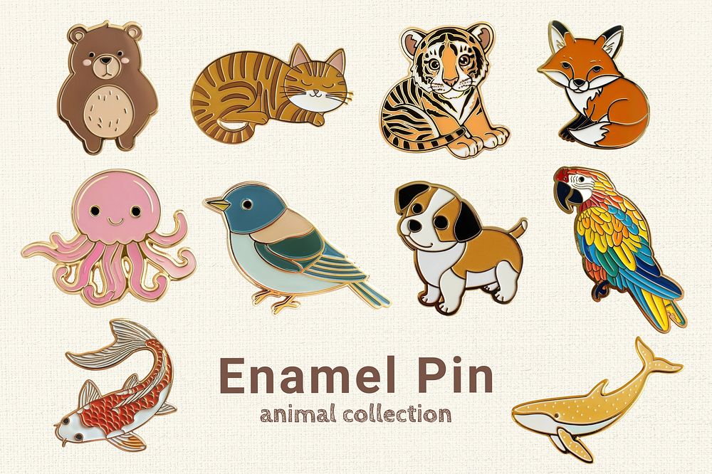 Enamel animal pin element set | Free Photo - rawpixel