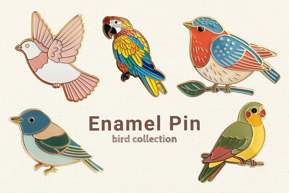 Enamel bird pin element set | Free Photo - rawpixel