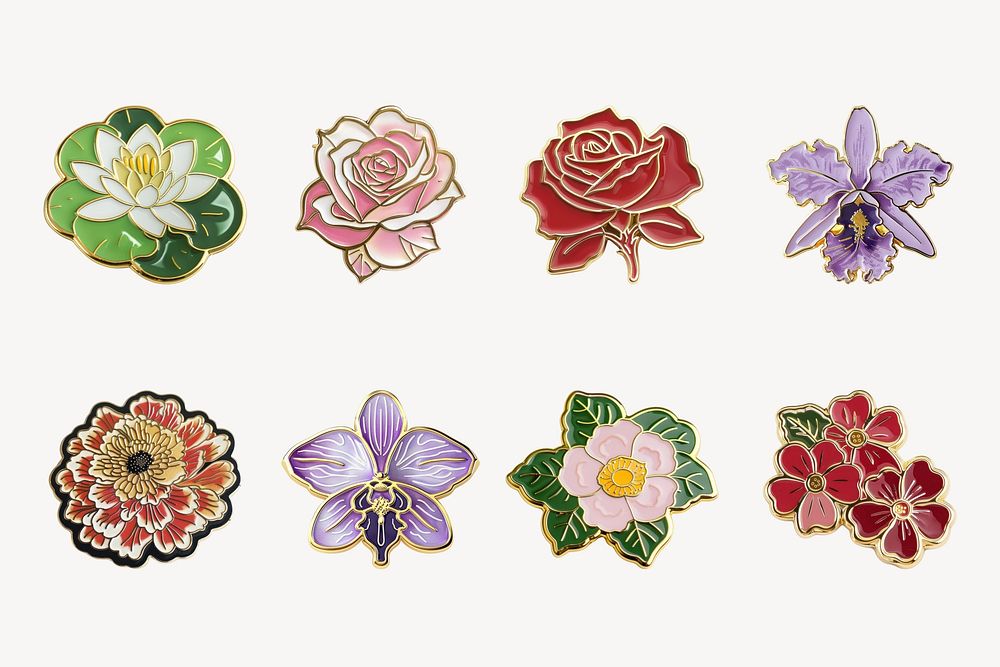 Flower enamel pin badge element | Free Photo - rawpixel