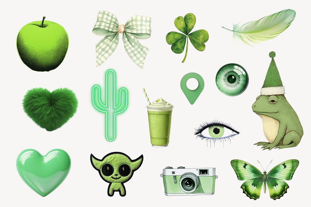 Green aesthetic design element set | Free Photo - rawpixel