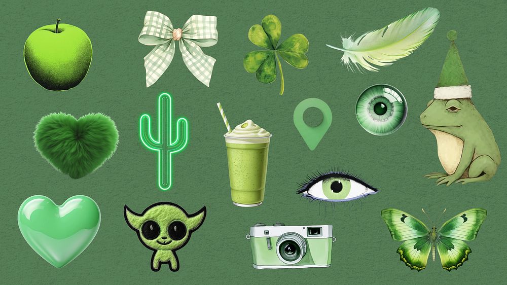 Green aesthetic design element set | Free Photo - rawpixel