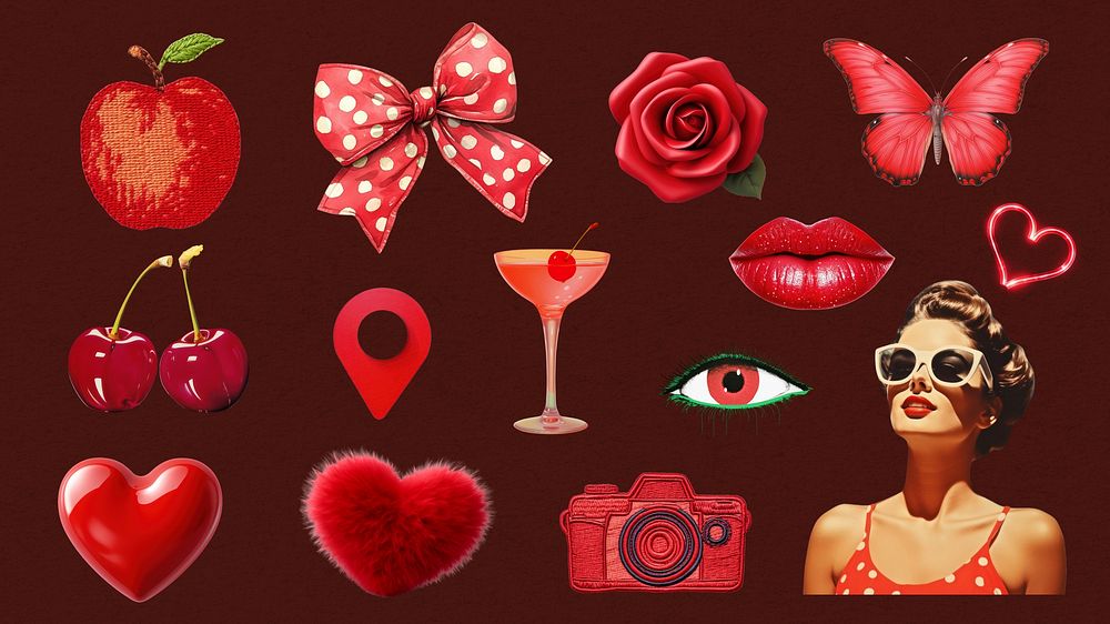 Red aesthetic design element set | Free Photo - rawpixel