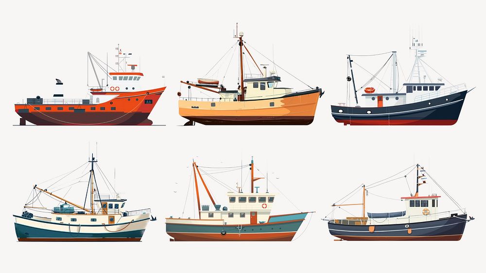 Fishing boat design element set | Free Photo - rawpixel