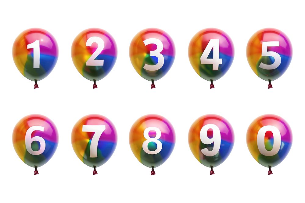 Rainbow number balloon design element | Free Photo - rawpixel