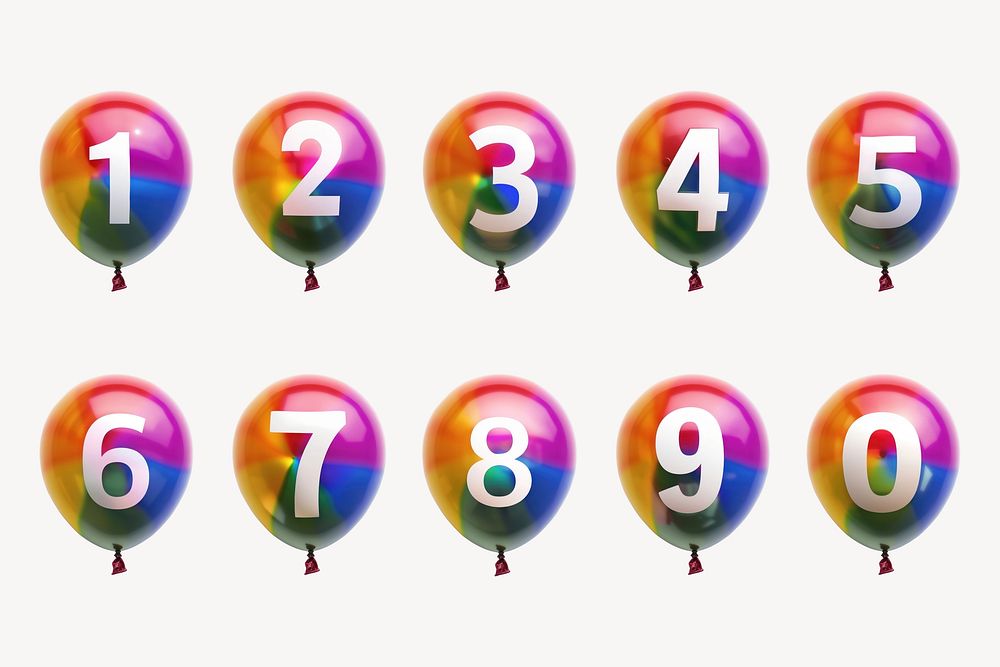 Rainbow number balloon design element | Free Photo - rawpixel