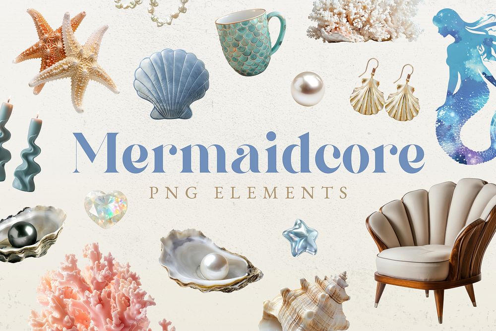 Mermaidcore design element set | Free Photo - rawpixel
