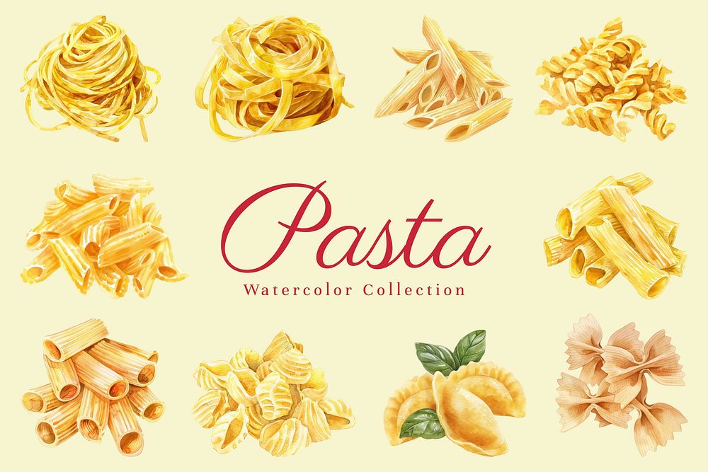 Watercolor pasta element set | Free Photo - rawpixel