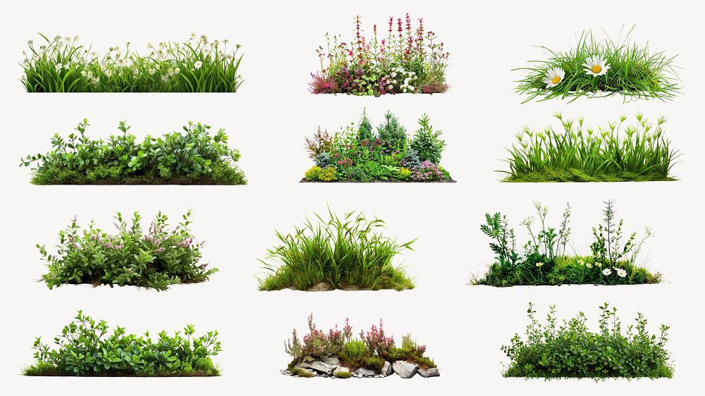 Spring grass element set | Free Photo - rawpixel