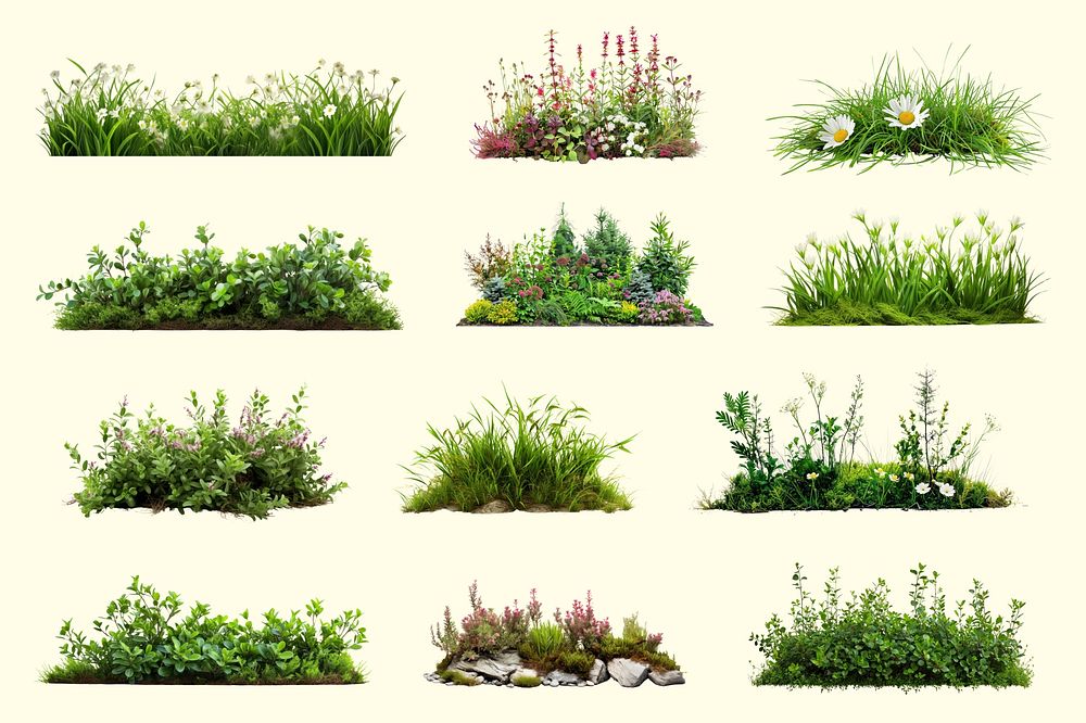 Spring grass element set | Free Photo - rawpixel