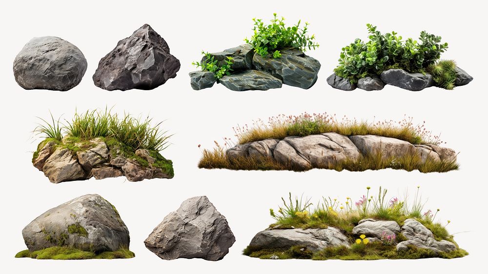 Rock stone design element set | Free Photo - rawpixel