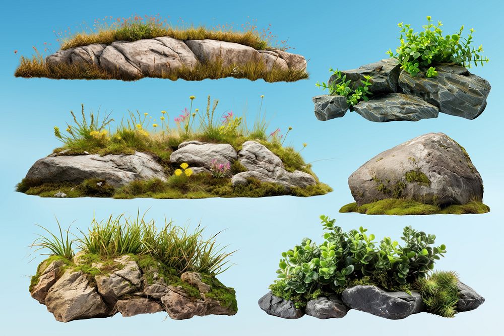 Rock stone design element set | Free Photo - rawpixel