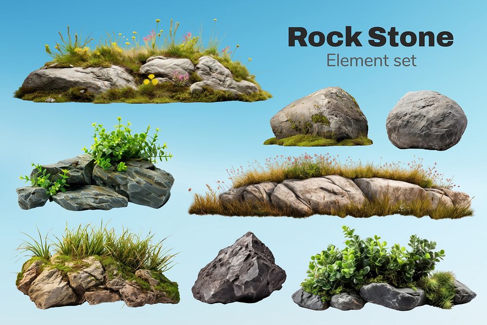 Rock stone design element set | Free Photo - rawpixel