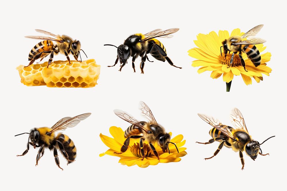 Honey bee design element set | Free Photo - rawpixel
