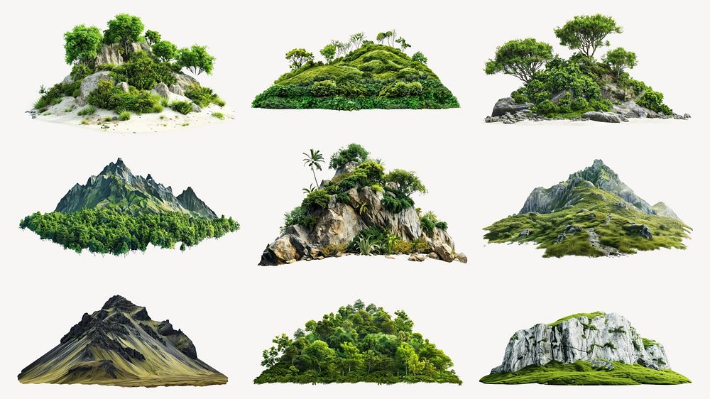 Nature mountain design element set | Free Photo - rawpixel