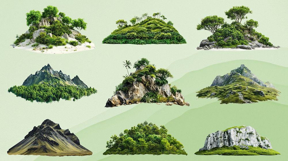 Nature mountain design element set | Free Photo - rawpixel