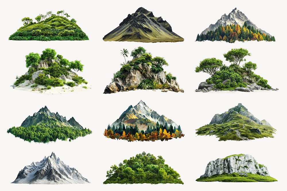 Nature mountain design element set | Free Photo - rawpixel