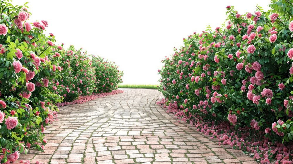 Pathway lined with blooming roses | Premium Photo - rawpixel