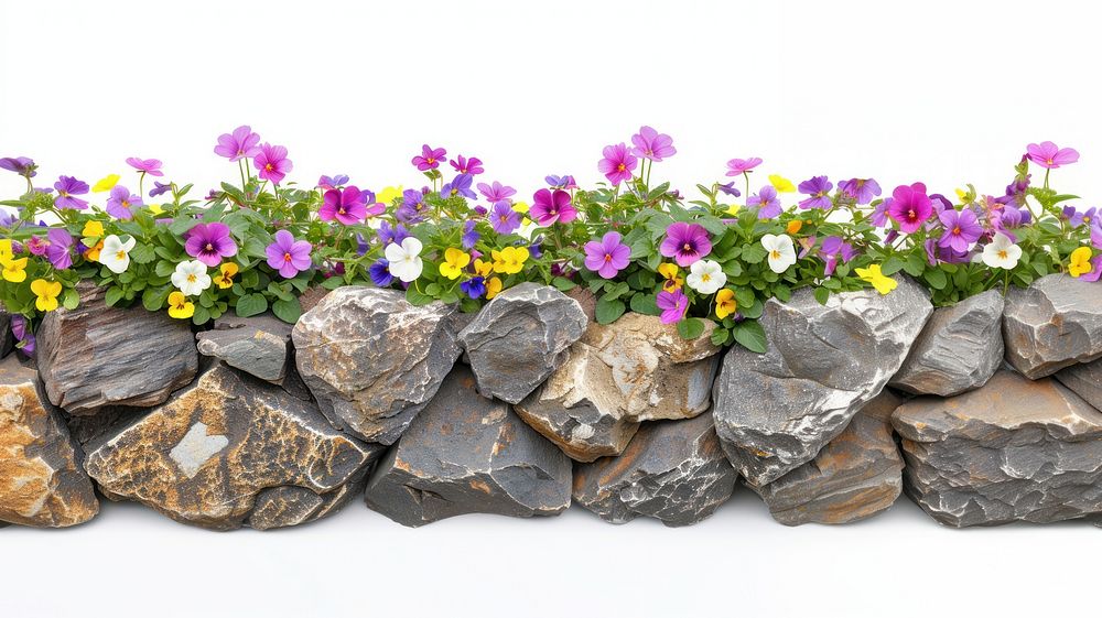 Colorful flowers on stone wall | Free Photo - rawpixel