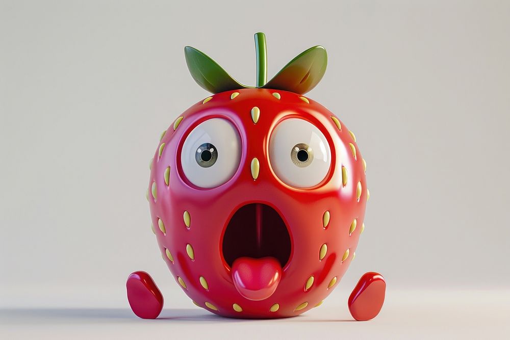 Surprised animated strawberry character | Free Photo - rawpixel