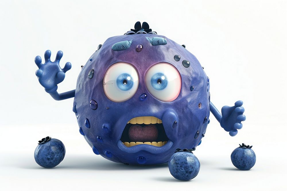 Animated blueberry character in shock. | Free Photo - rawpixel