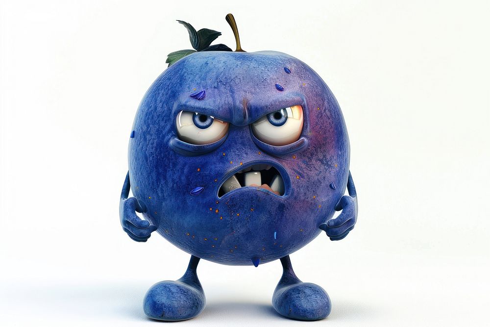 Angry animated blueberry character illustration | Free Photo - rawpixel