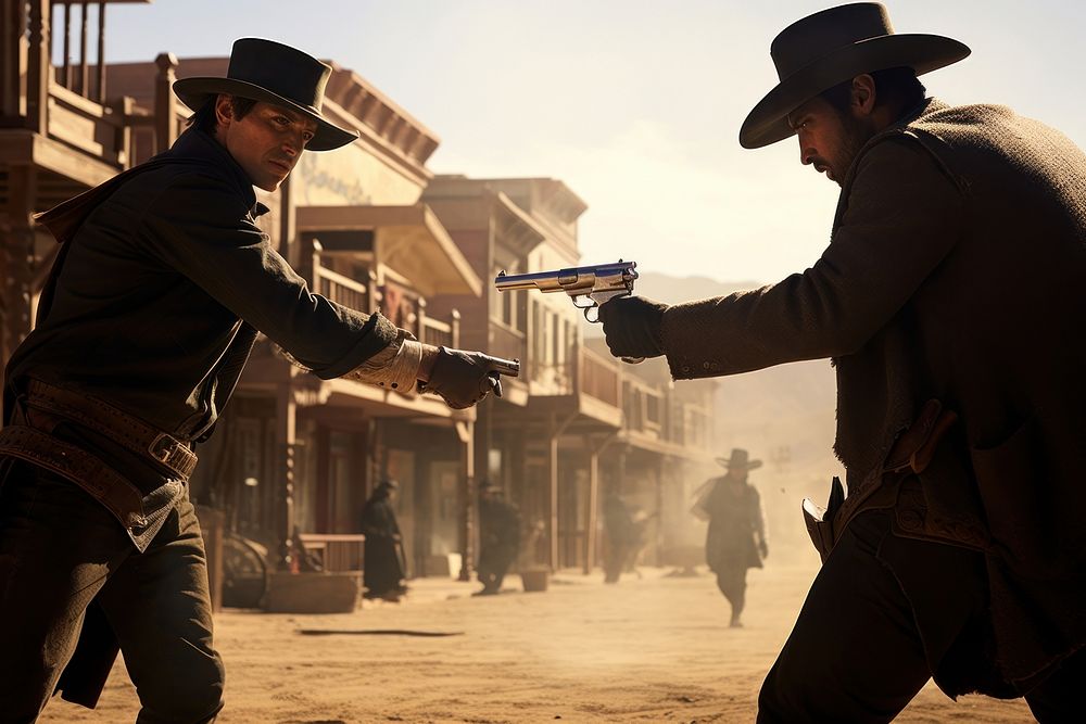 Duel in Wild West town | Free Photo Illustration - rawpixel
