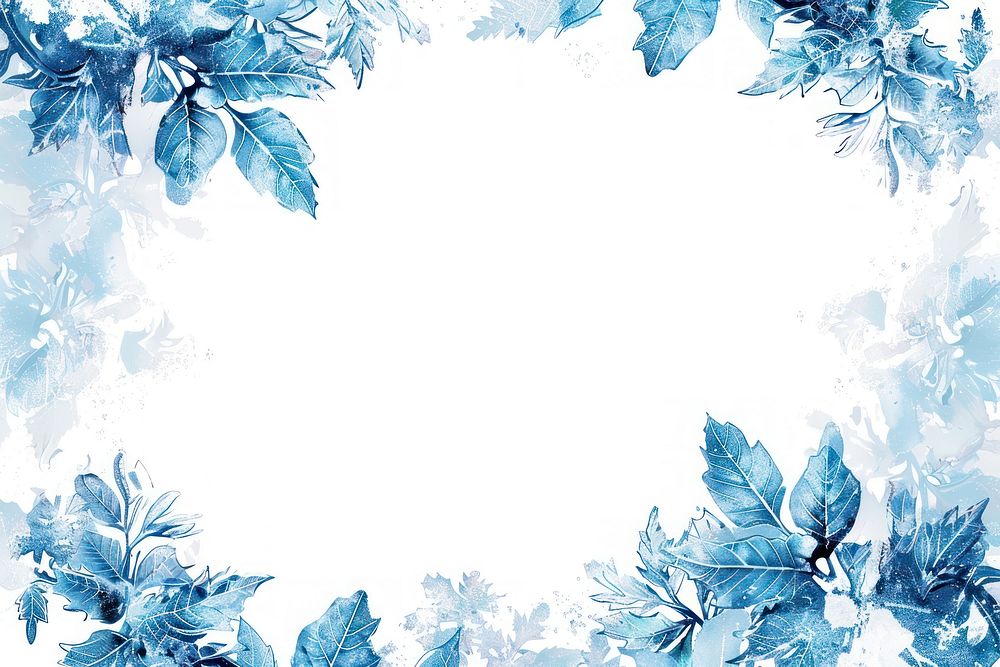Elegant blue leaf border illustration | Free Photo Illustration - rawpixel