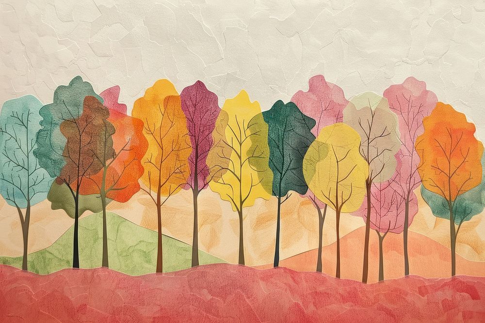 Colorful abstract autumn trees | Free Photo Illustration - rawpixel