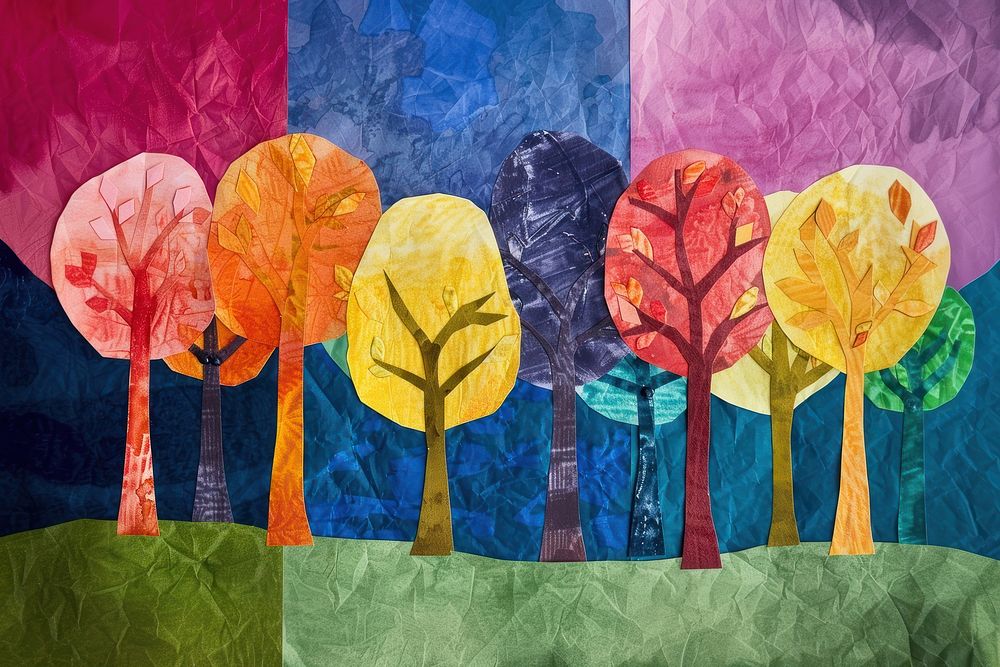 Colorful abstract autumn trees | Free Photo Illustration - rawpixel