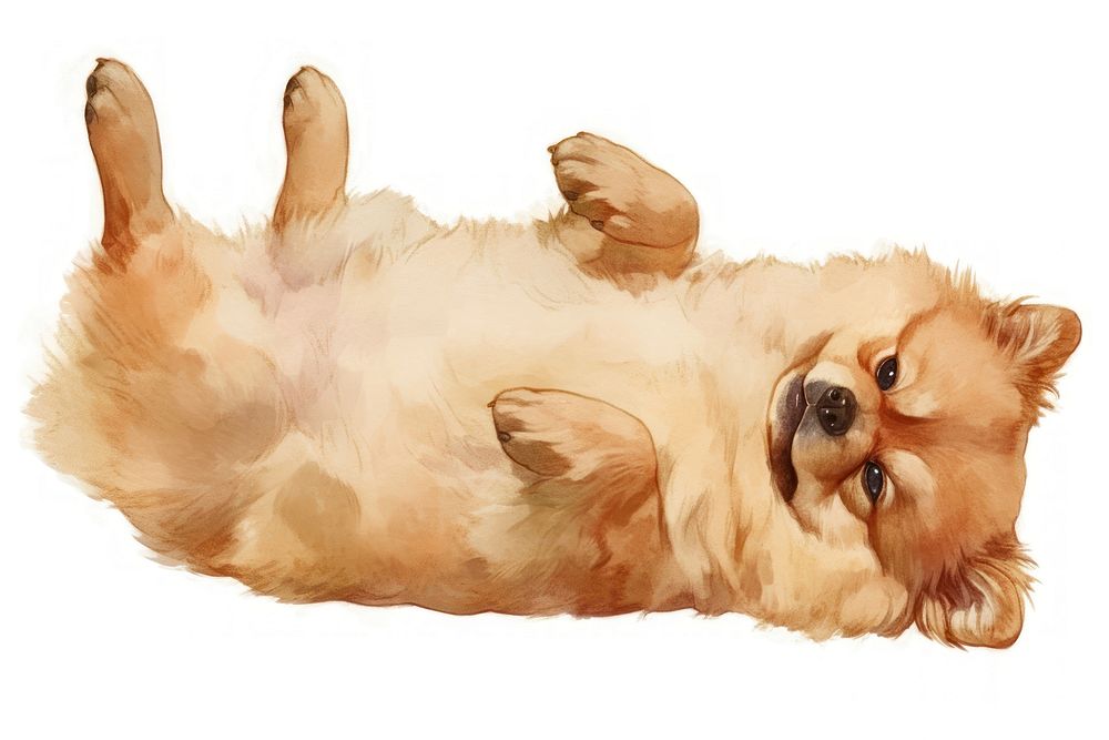 Pomeranian dog Lie back animal | Free Photo Illustration - rawpixel
