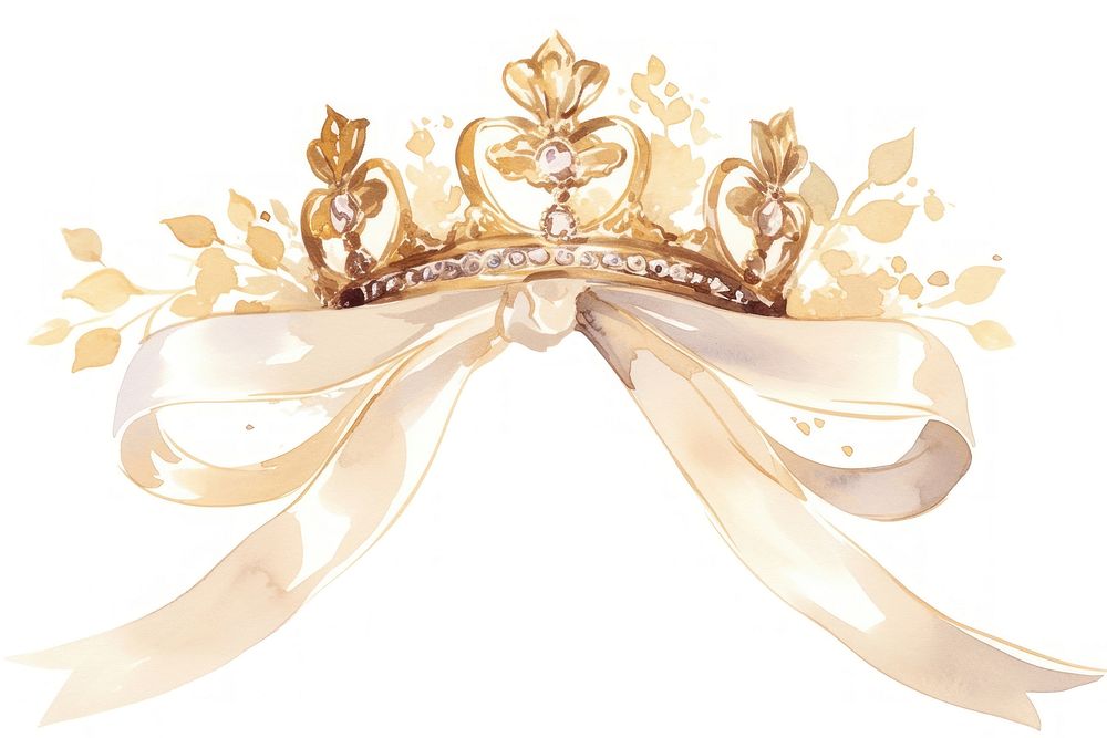 Elegant golden crown with ribbon | Free Photo Illustration - rawpixel
