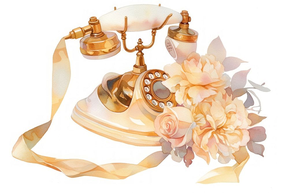 Vintage floral telephone illustration | Free Photo Illustration - rawpixel