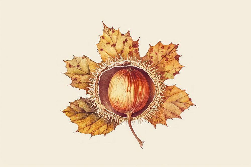 A chestnut vegetable produce plant. | Free Photo Illustration - rawpixel