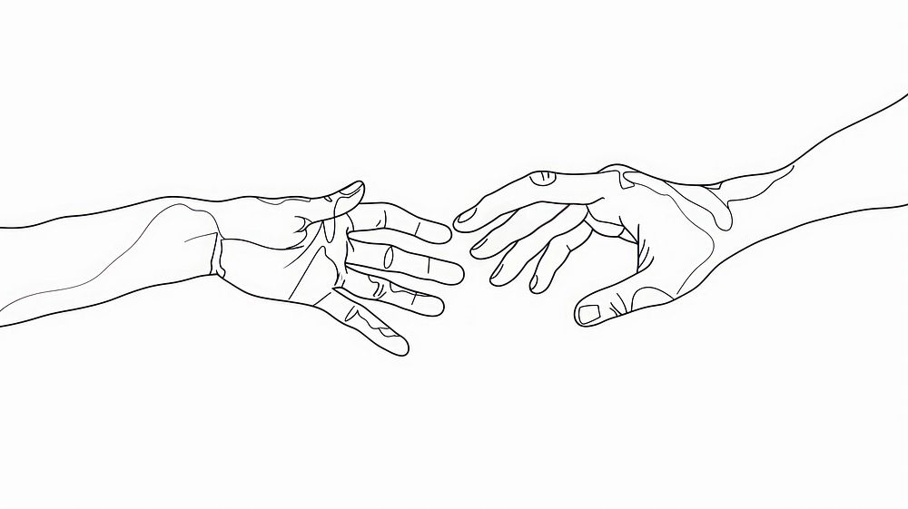 Minimalist hands reaching illustration | Free Photo Illustration - rawpixel