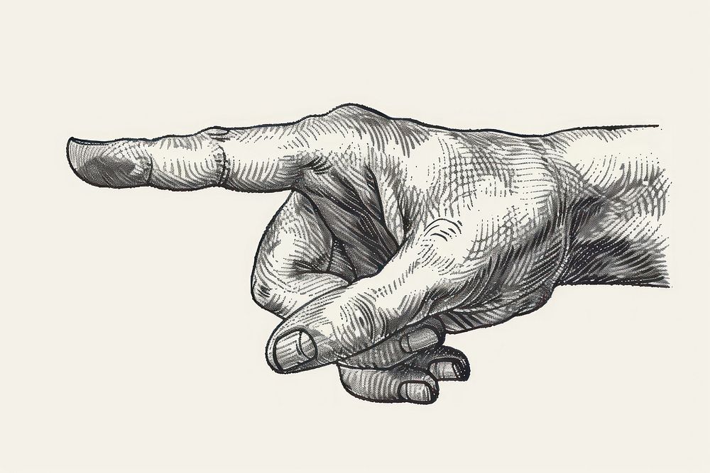 Detailed hand pointing illustration | Free Photo Illustration - rawpixel
