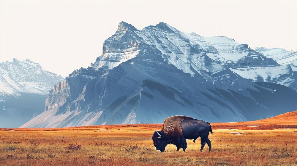 Mountain Prairie bison livestock landscape. | Free Photo - rawpixel