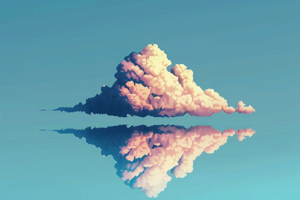 Pixelated cloud reflecting water | Free Photo Illustration - rawpixel