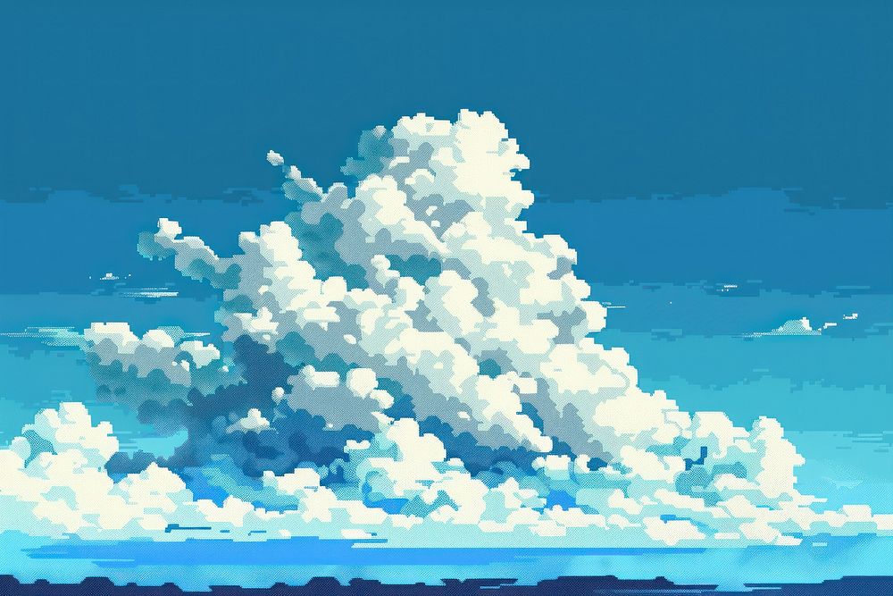 Pixelated clouds over blue sky | Free Photo Illustration - rawpixel
