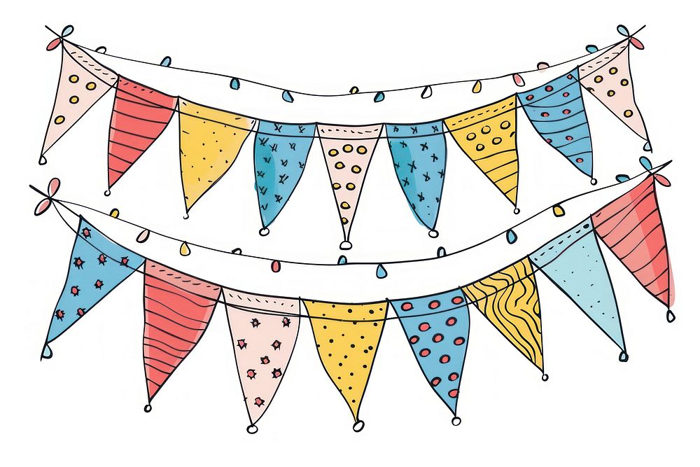 Colorful festive hand-drawn bunting | Free Photo Illustration - rawpixel