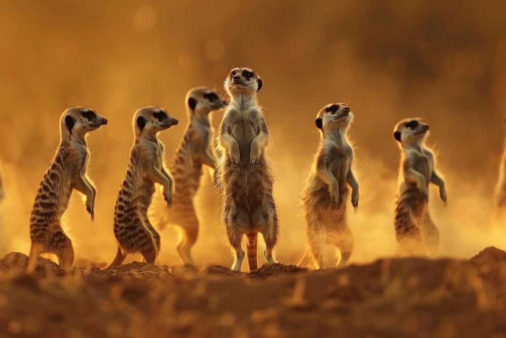 Meerkats standing in golden light | Free Photo - rawpixel
