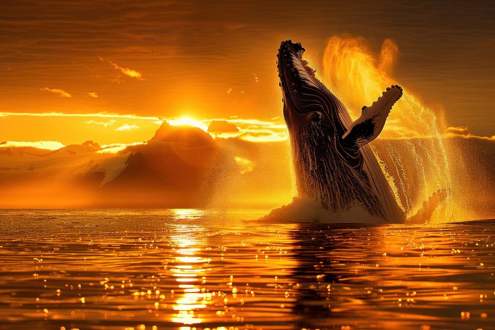 Majestic whale sunset leap | Free Photo - rawpixel