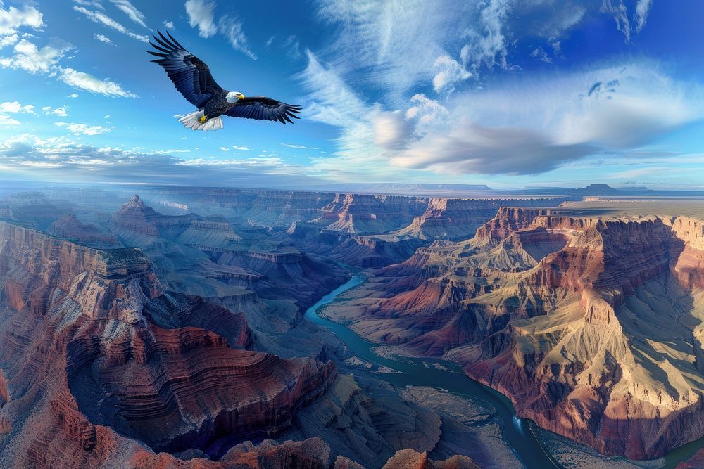 Eagle soaring over Grand Canyon | Free Photo Illustration - rawpixel